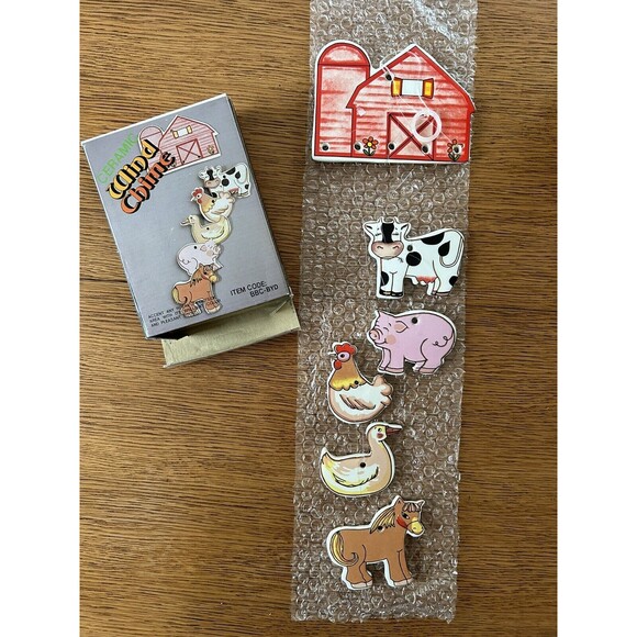 Unbranded | Accents | Vintage Ceramic Wind Chimes Farm Animals Barn ...